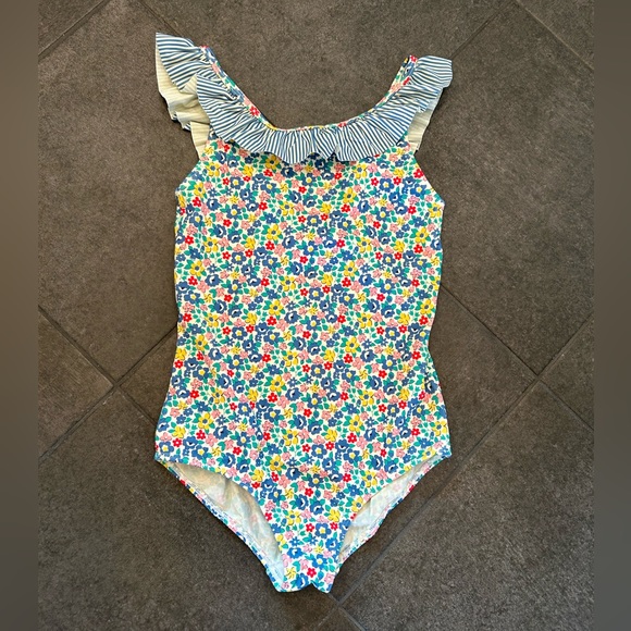 Mini Boden | Swim | Girls Mini Boden Floralstripe Ruffle One Piece ...